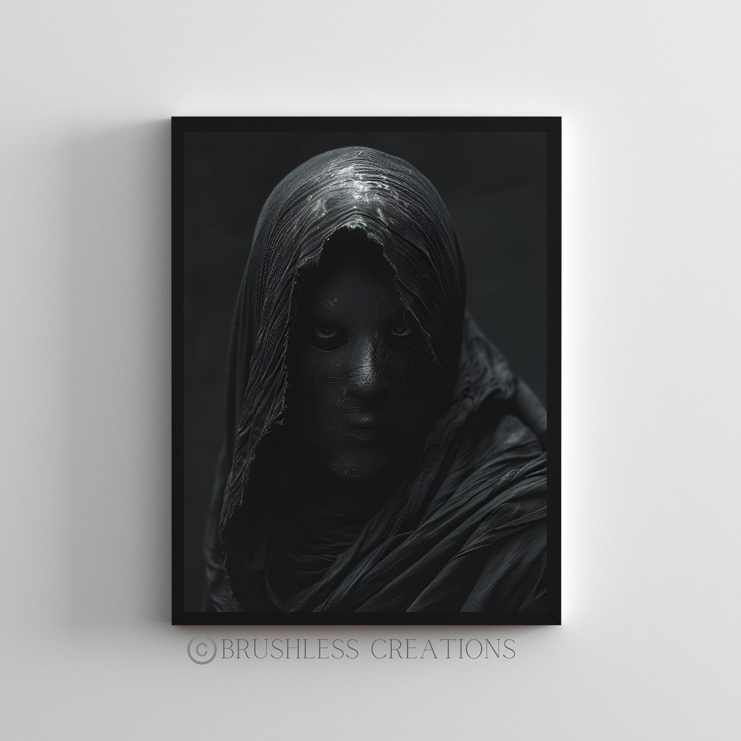 Mysterious Hooded Figure Art Print: Gothic Dark Fantasy (digital ...
