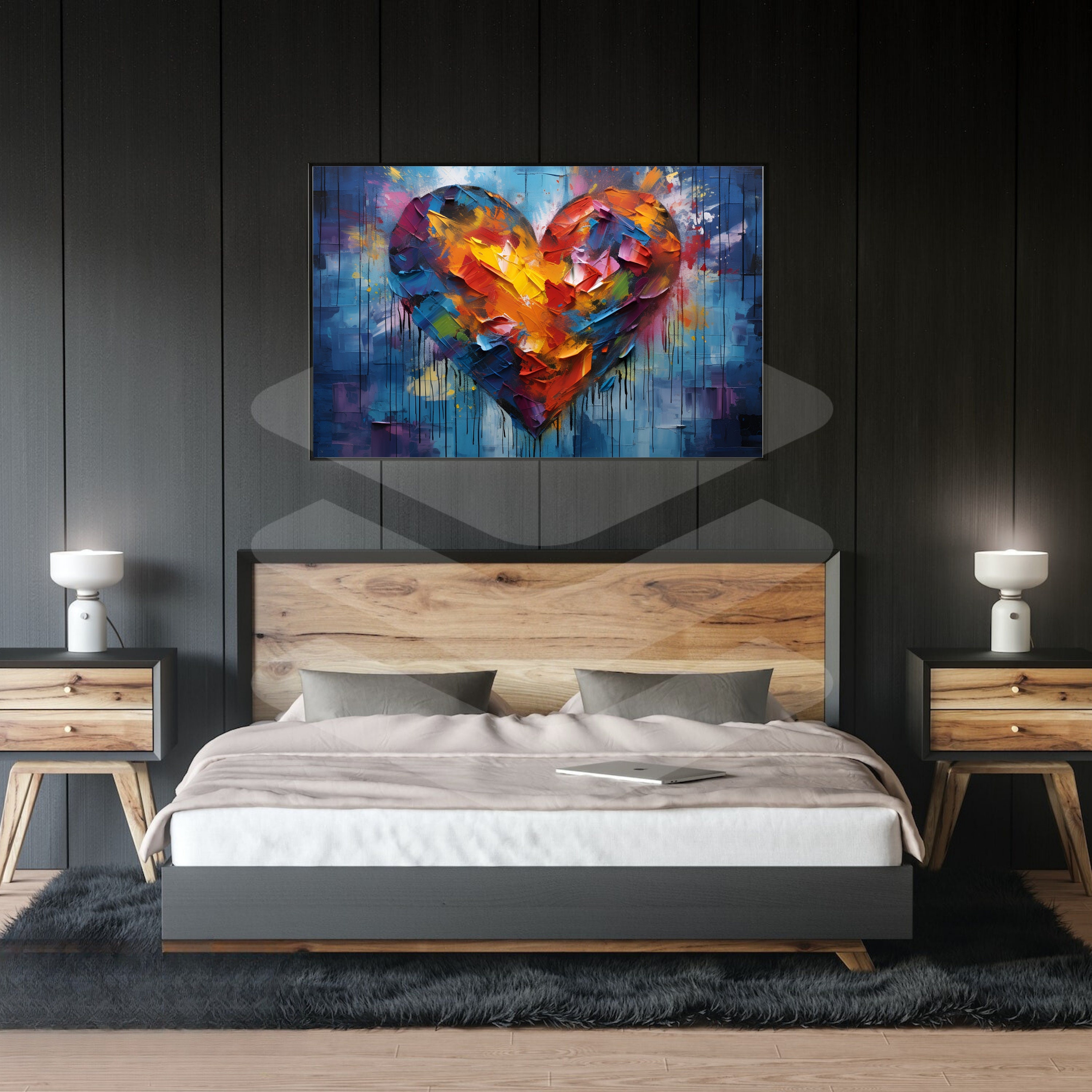 Large Heart Wall Art With Vibrant Colors, Heartfelt Harmony, Vibrant ...