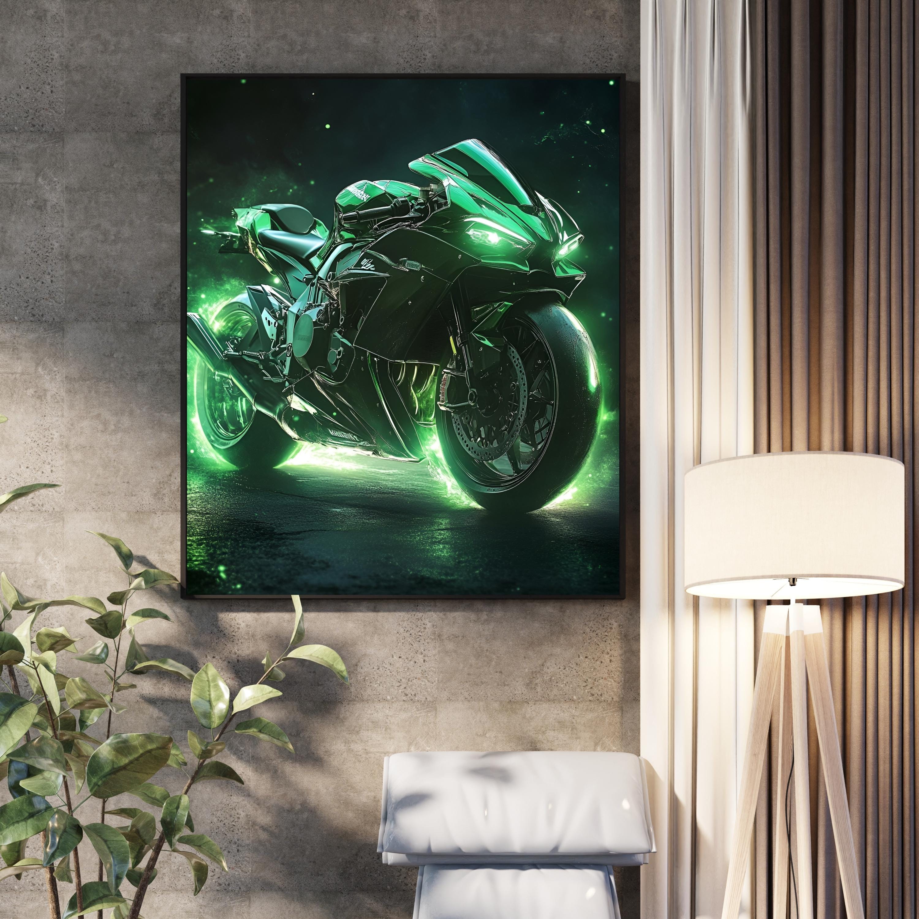Kawasaki Ninja H2R Poster, Motorcycle Wall Art, Superbike Decor ...