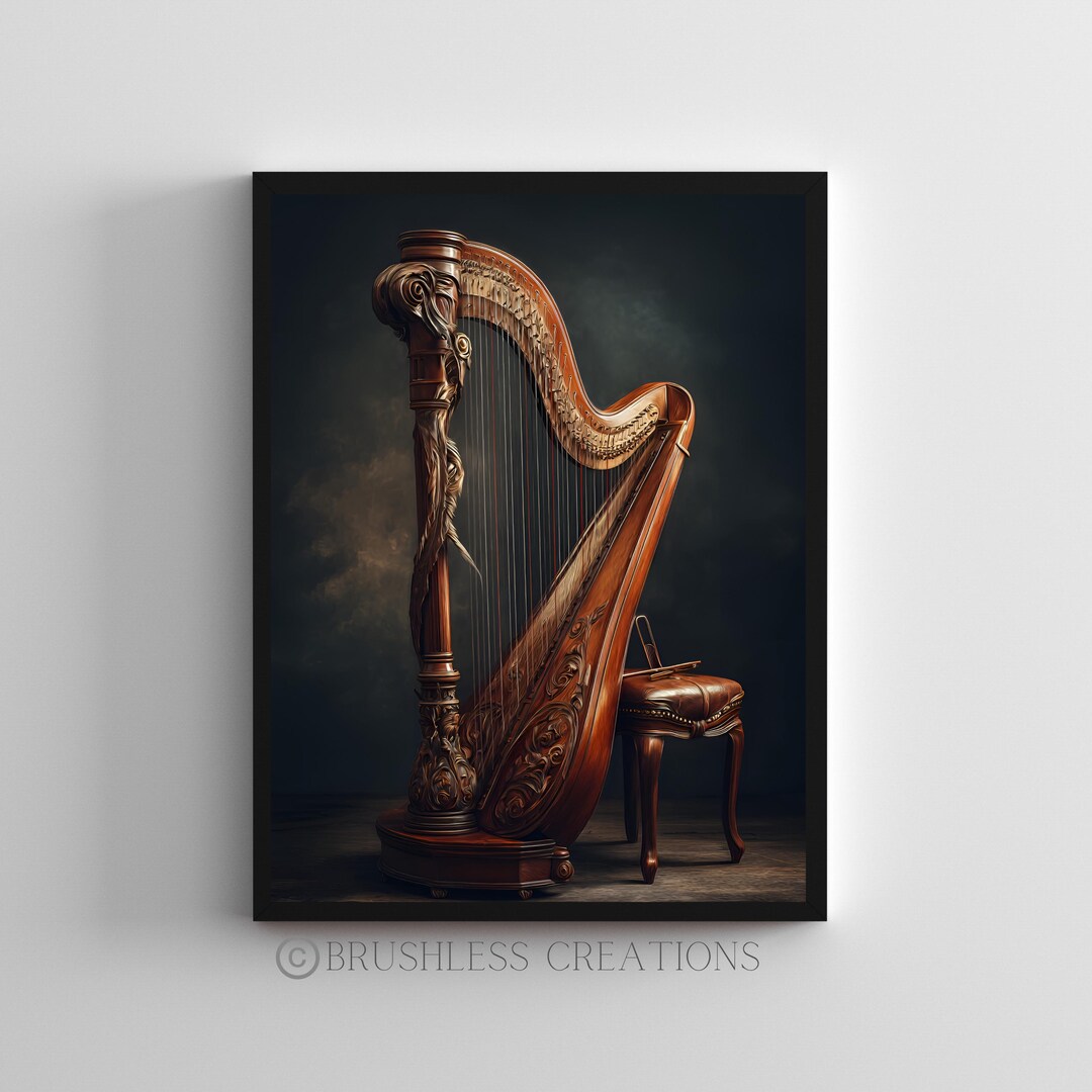 Baroque Harp Art Print, Vintage Music Room Decor (digital Download) - Etsy