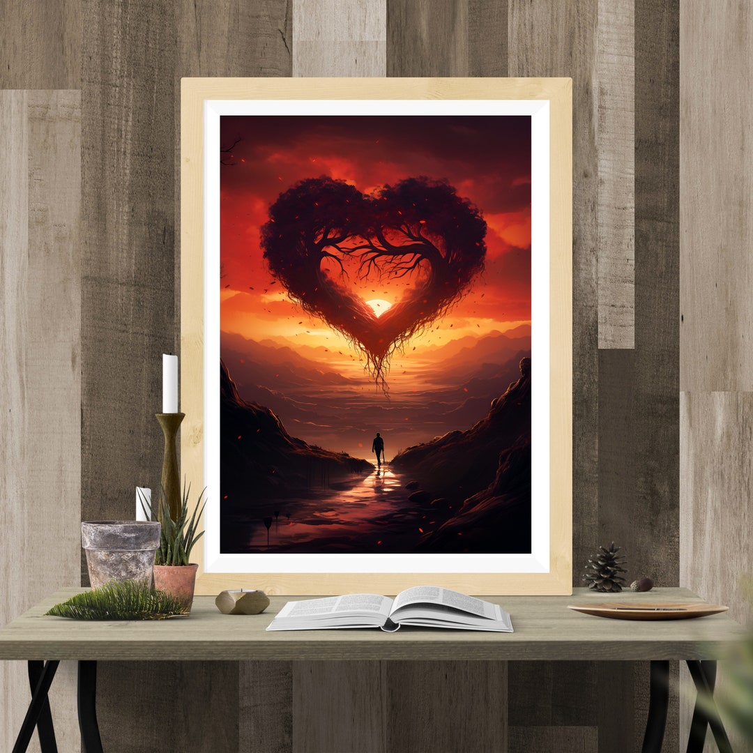 Heart Tree Wall Art, Valentines Day Gift, Heart Wall Art, Tree Wall Art ...