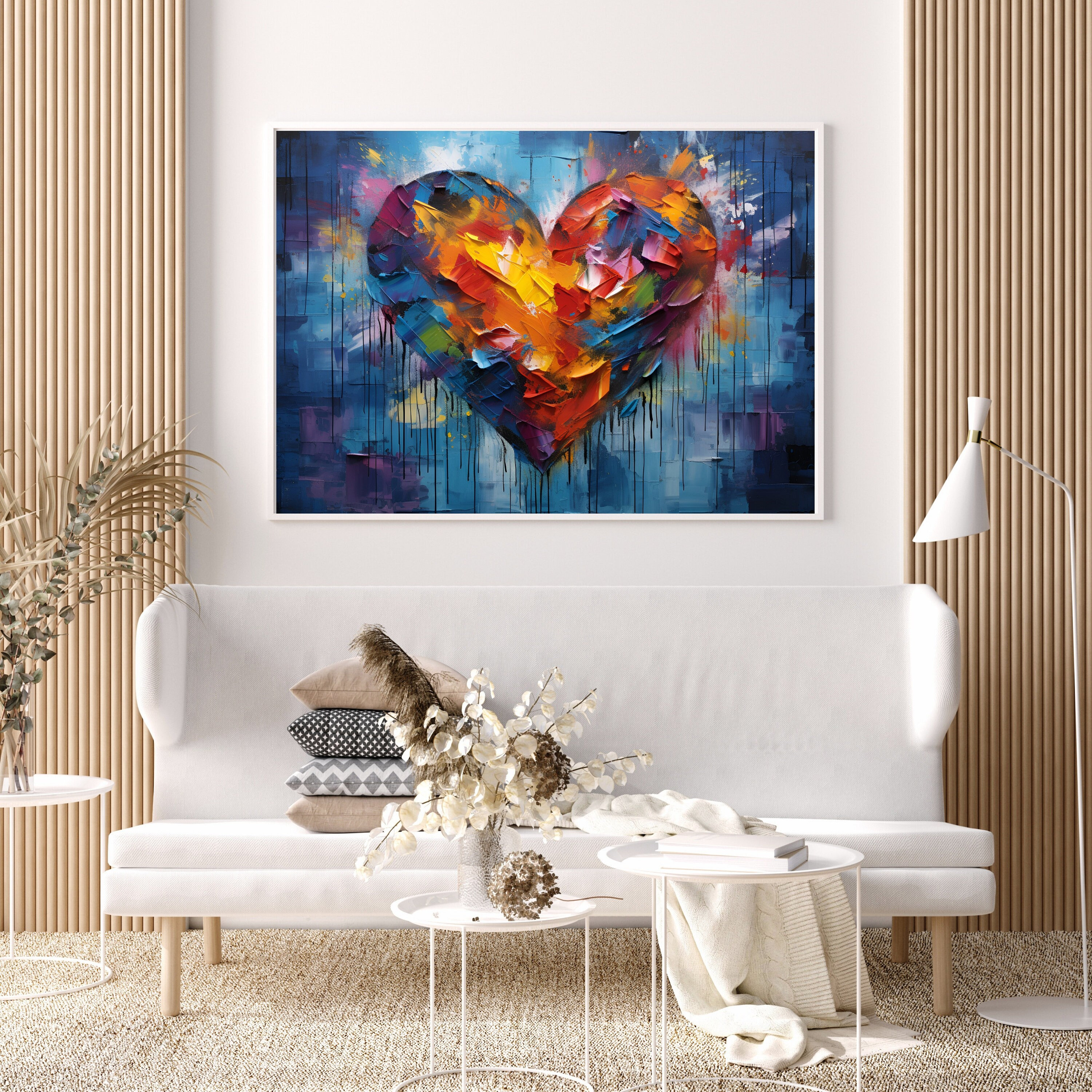 Large Heart Wall Art With Vibrant Colors, Heartfelt Harmony, Vibrant ...