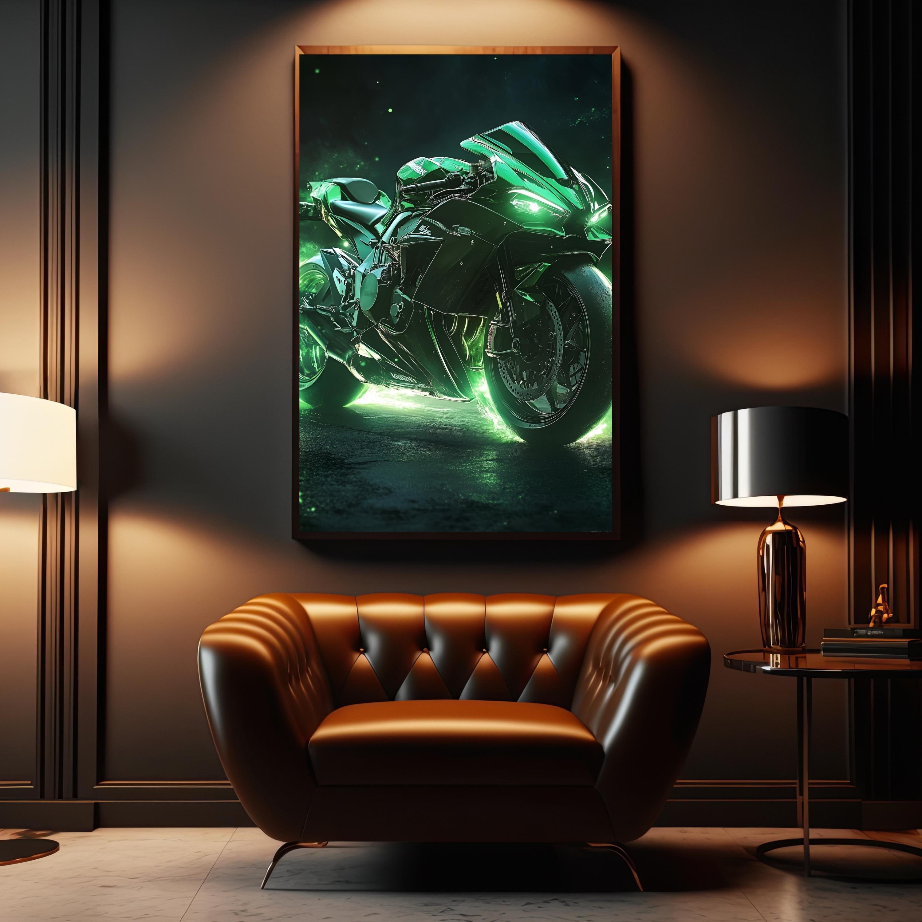 Kawasaki Ninja H2R Poster, Motorcycle Wall Art, Superbike Decor ...
