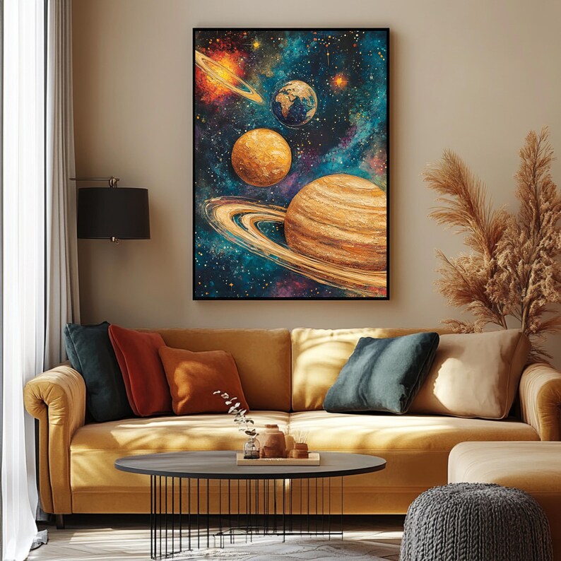 Planets Wall Art, Solar System Print, Cosmic Galaxy Decor, Space Poster ...