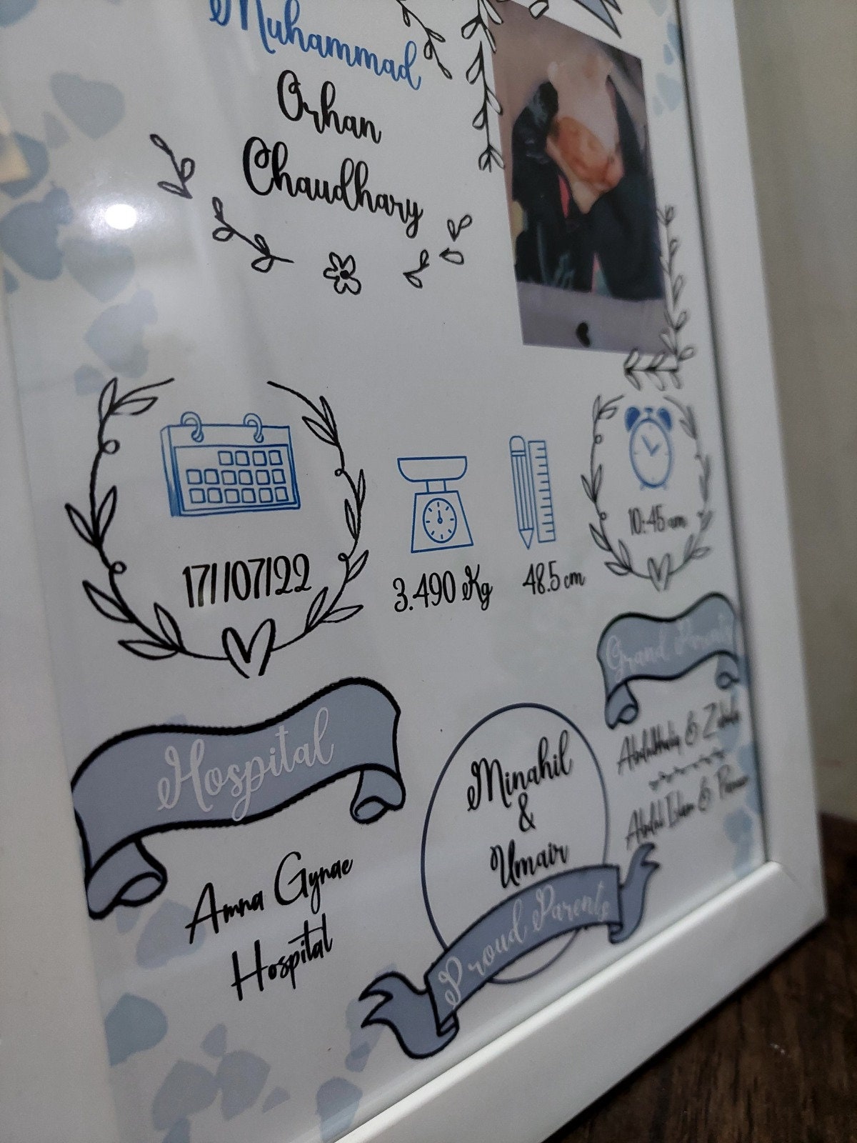 Digital Welcome Baby Frame - Customizable Newborn Gift - Instant ...