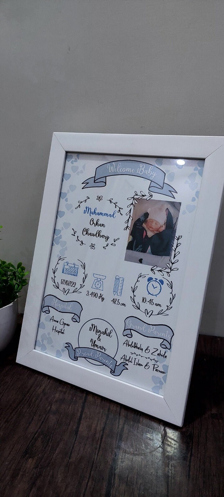 Digital Welcome Baby Frame - Customizable Newborn Gift - Instant ...