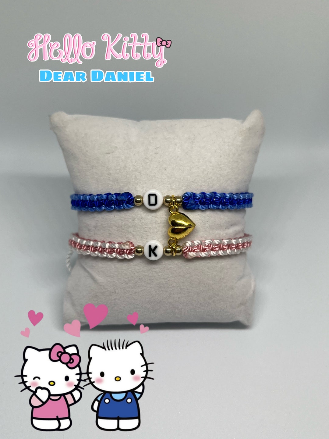 Hello Kitty and Dear Daniel Magnetic Heart Matching Bracelets, Couples ...