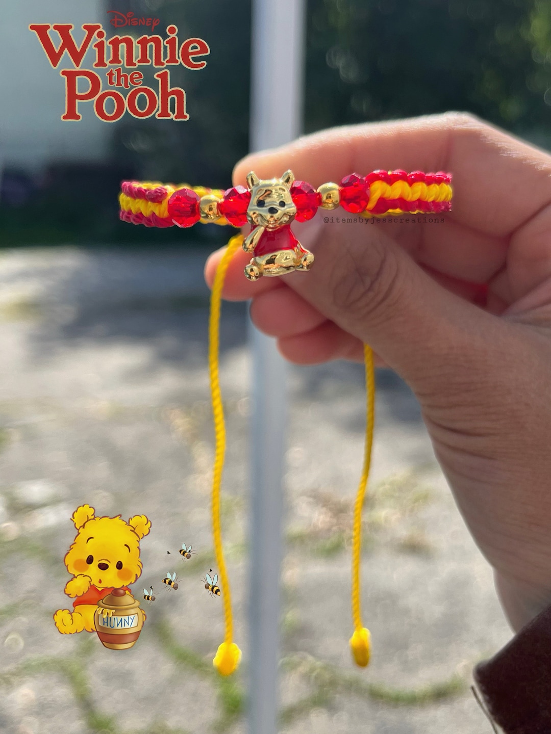 Winnie the Pooh Bracelet, Disney Winnie the Pooh Jewelry, Pandora Charm, Handmade Bracelet ...