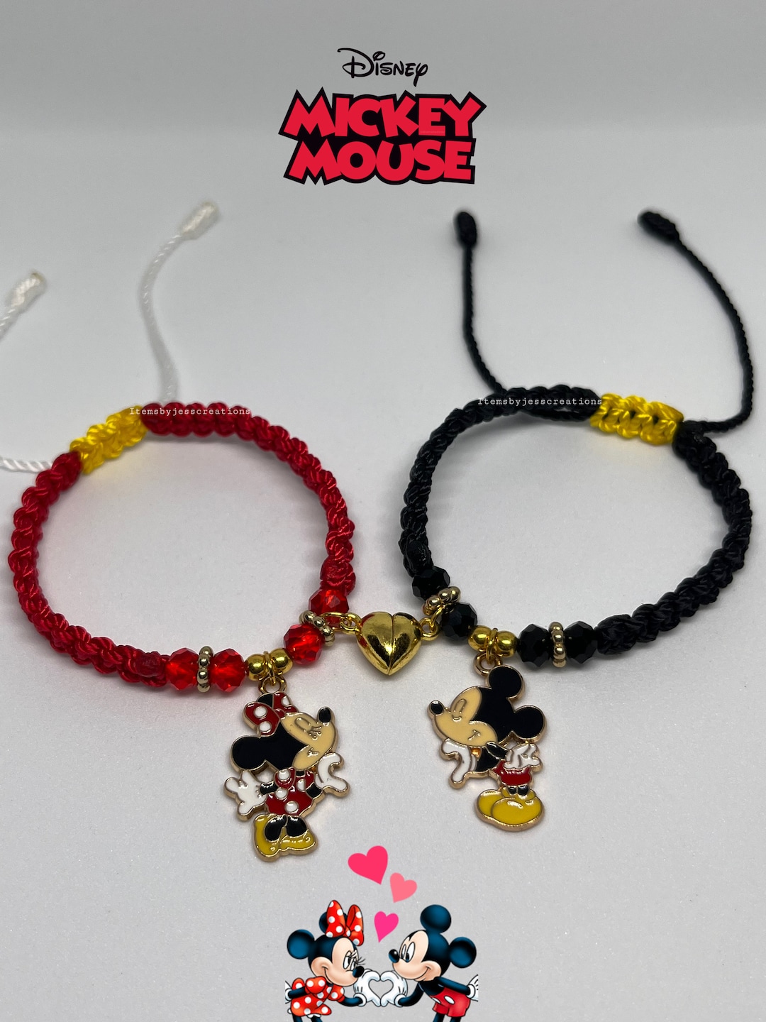 Mickey & Minnie Mouse Matching Bracelets Set, Disney Mickey Mouse ...