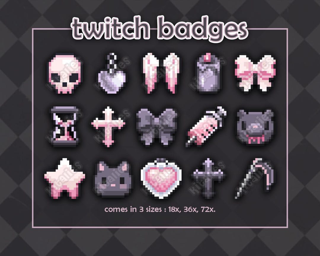 Pink Emo Angel Twitch Sub Badge/bit Set (15pc) // Cute Twitch Channel ...