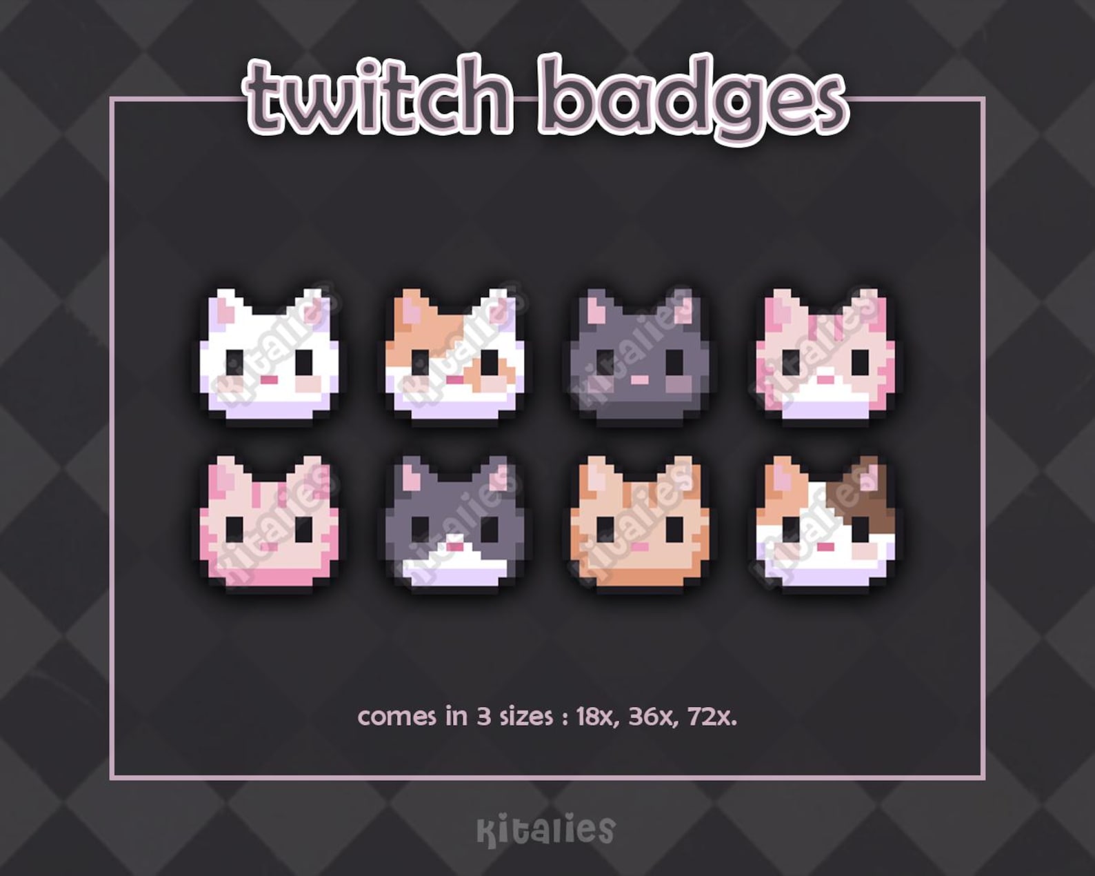 Kitty Sub Badges/bit Badges (8pc) - Etsy