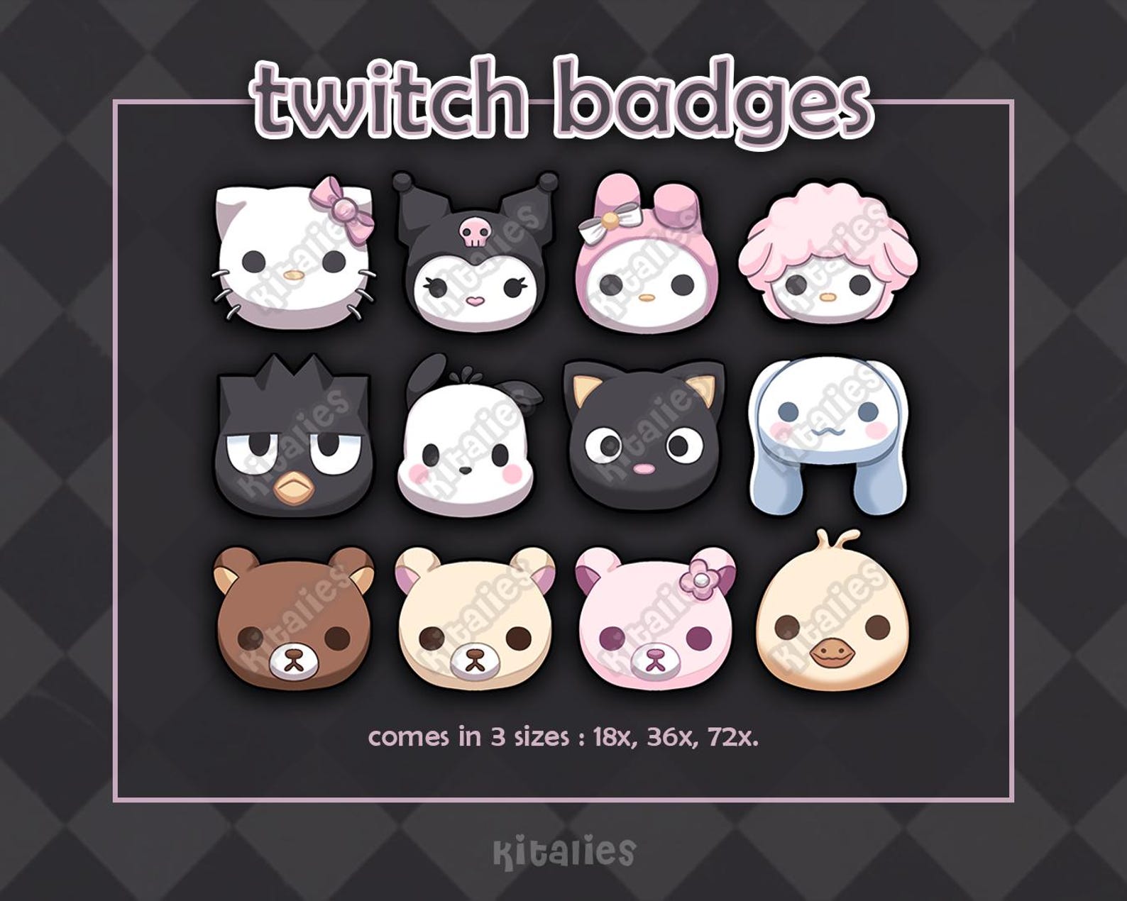 Kawaii Twitch Sub Badge/bit Set (12pc) // Cute Twitch Channel Art - Etsy