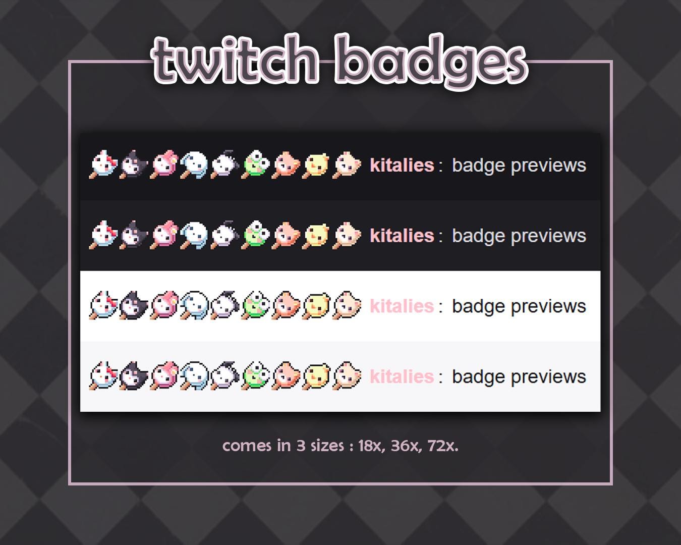 Kawaii Popsicles Twitch Sub Badge/bit Set (9pc) // Cute Twitch Channel ...