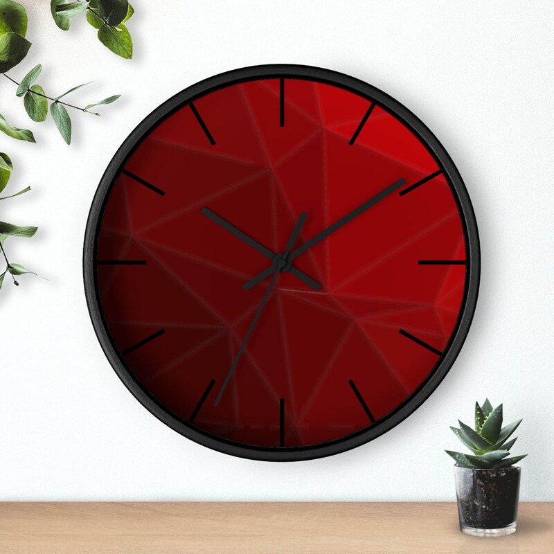 Red Wall Clock - Etsy
