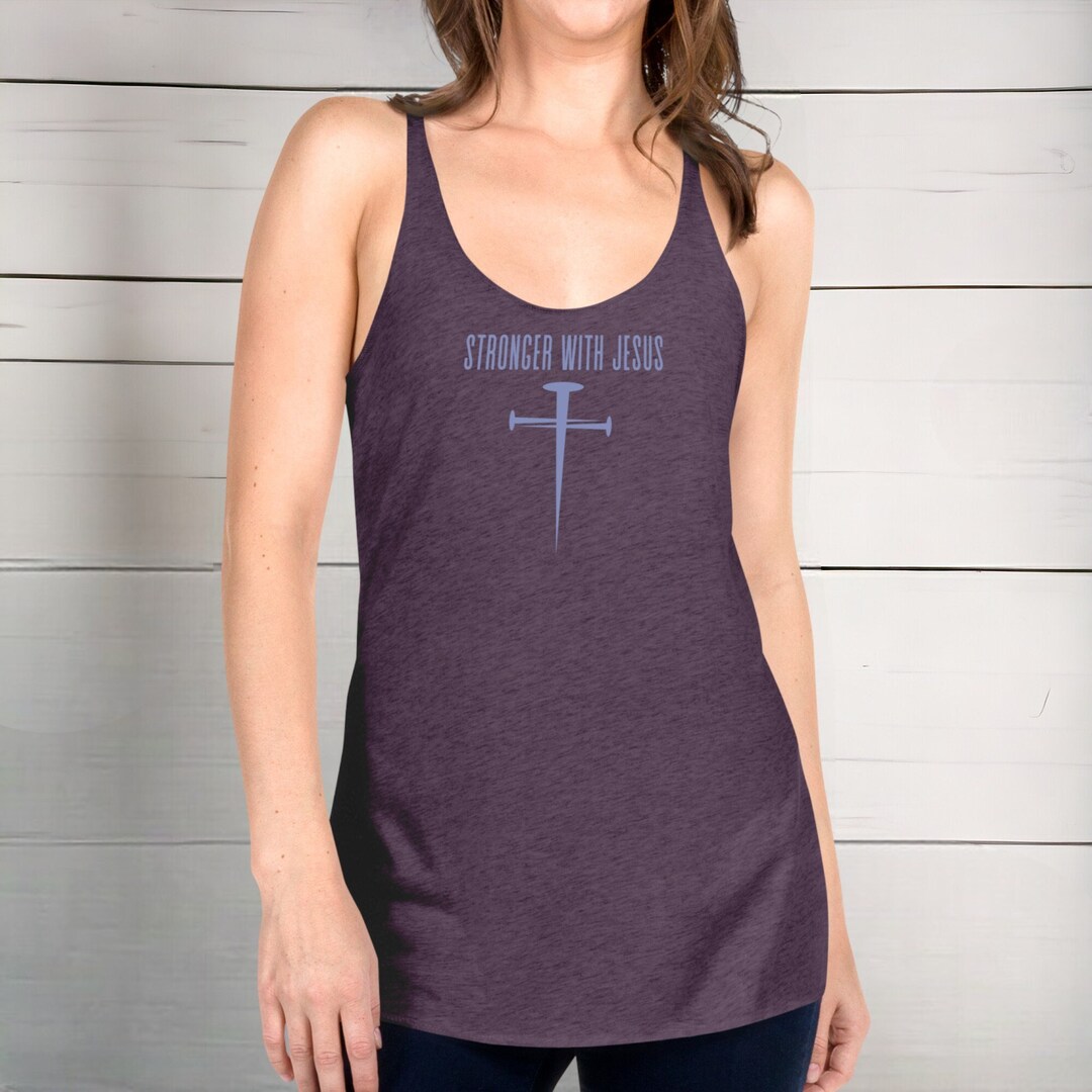 Stronger With Jesus Tank Top, Women's Racerback Tank Top, Women's ...