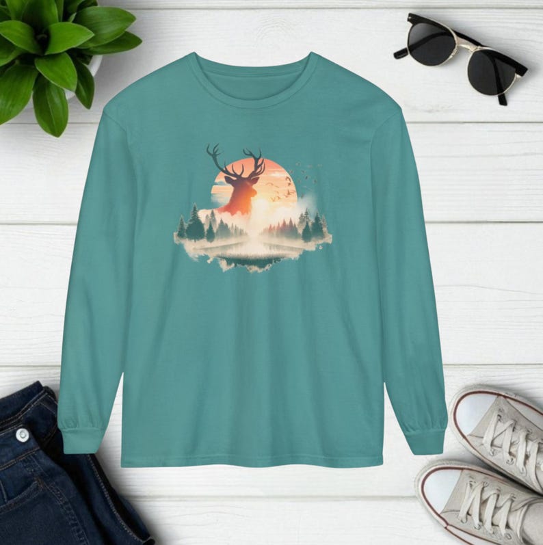 Elk Long Sleeve Shirt, Custom Nature Shirt, Men's Hunting T-shirt ...