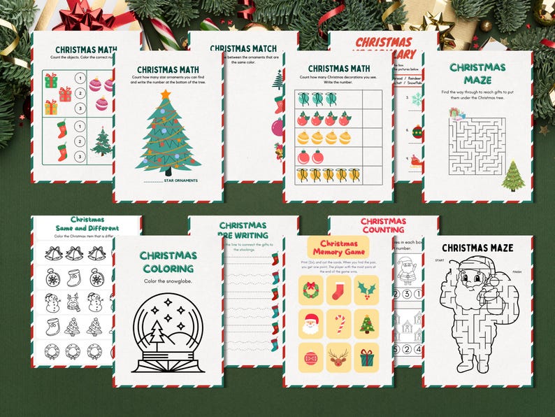 140 Printable Christmas Activity, Xmas Coloring Pages, Christmas Quiz ...