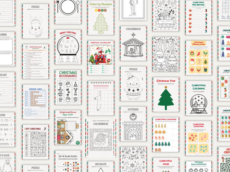 140 Printable Christmas Activity, Xmas Coloring Pages, Christmas Quiz ...