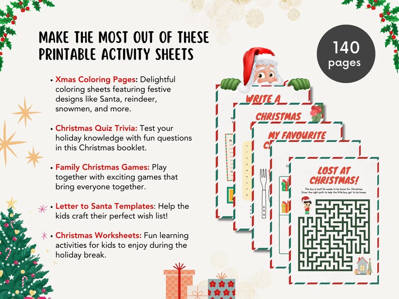 140 Printable Christmas Activity, Xmas Coloring Pages, Christmas Quiz ...