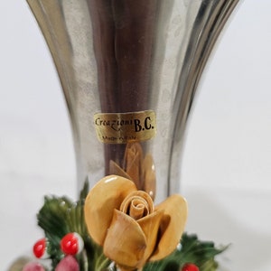 Italian Pewter Capodimonte Ewer Jug 96% Porcelain Flowers Roses Floral ...