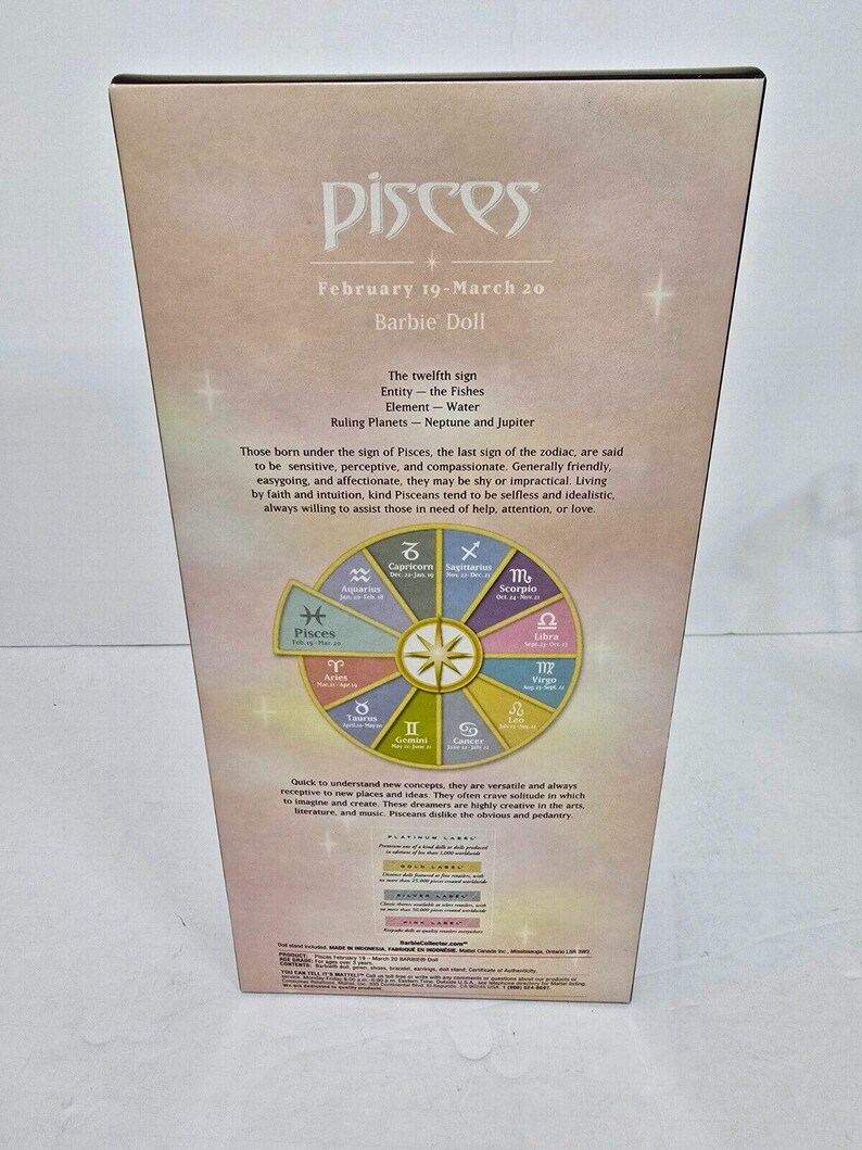 African American Pink Label Zodiac Sign Pisces Barbie Doll Long ...