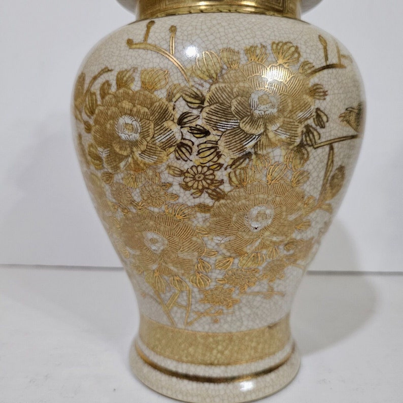 Japanese Ginger Urn Early 20th C. Emperors Lidded Cream/gray Opulent ...