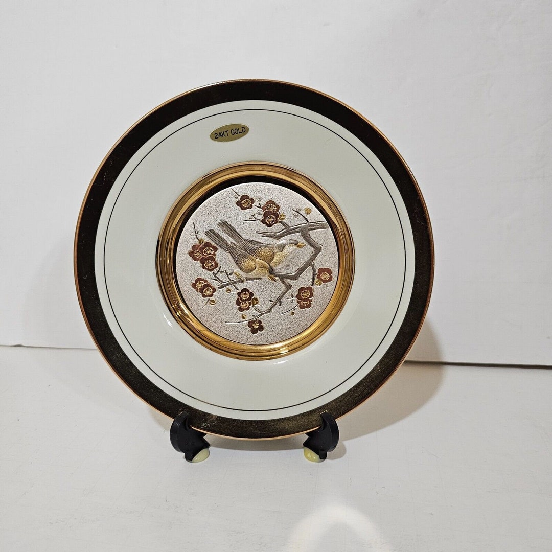 Chokin Japan Vintage Plate 6" the Art of Chokin With Stand 24K Gold ...