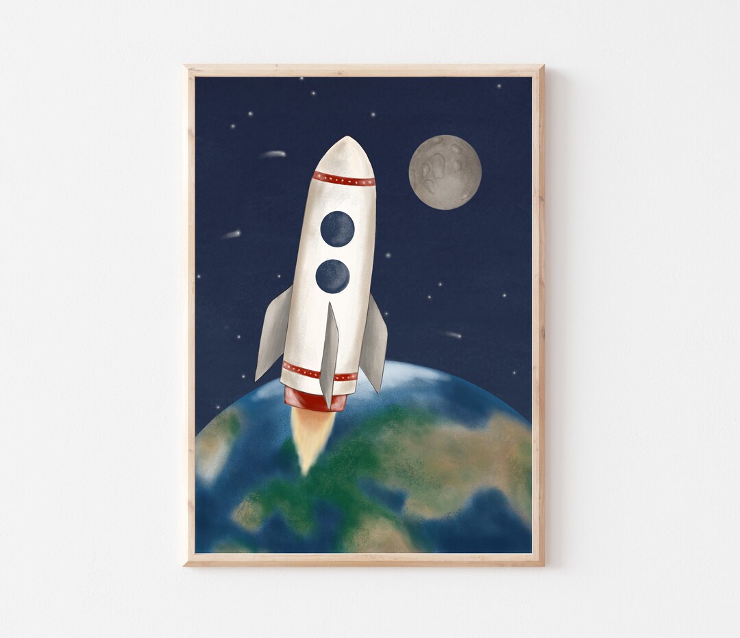 Poster Rocket Space A3 A4 Children's Room Rocket Poster Children's ...