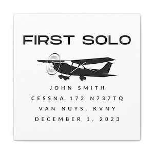 Custom First Solo Flight Canvas Art: Aviation Pilot Gift - Etsy