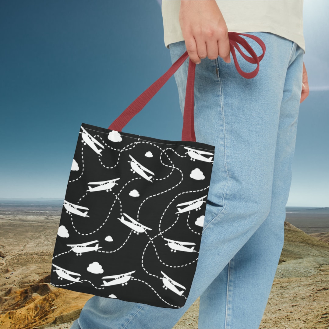 Flight Path Airplane Tote Bag: Travel Weekender, Reusable Canvas ...
