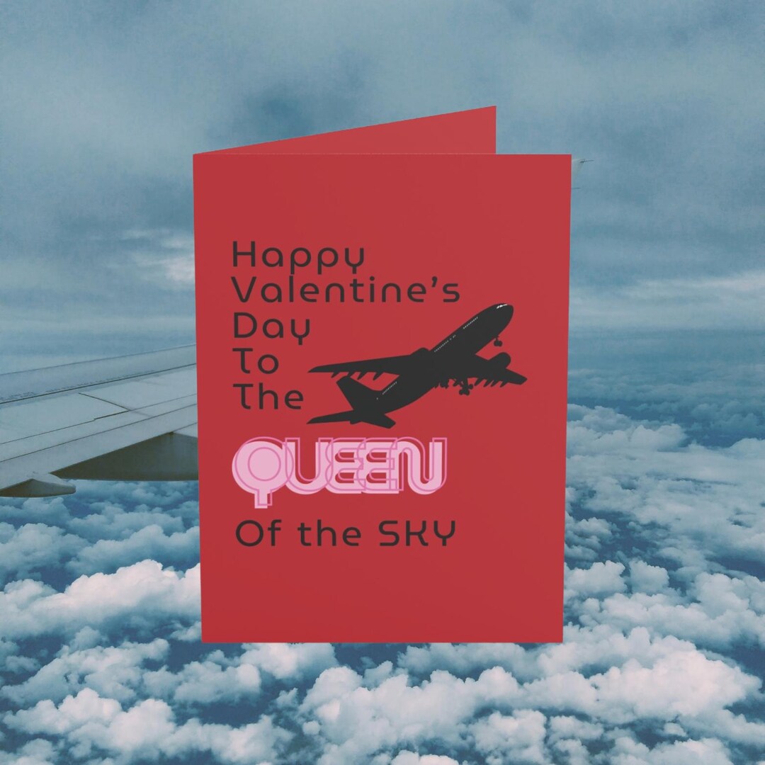 Airplane Valentines Day Card 'queen of the Sky' for Pilots Flight ...