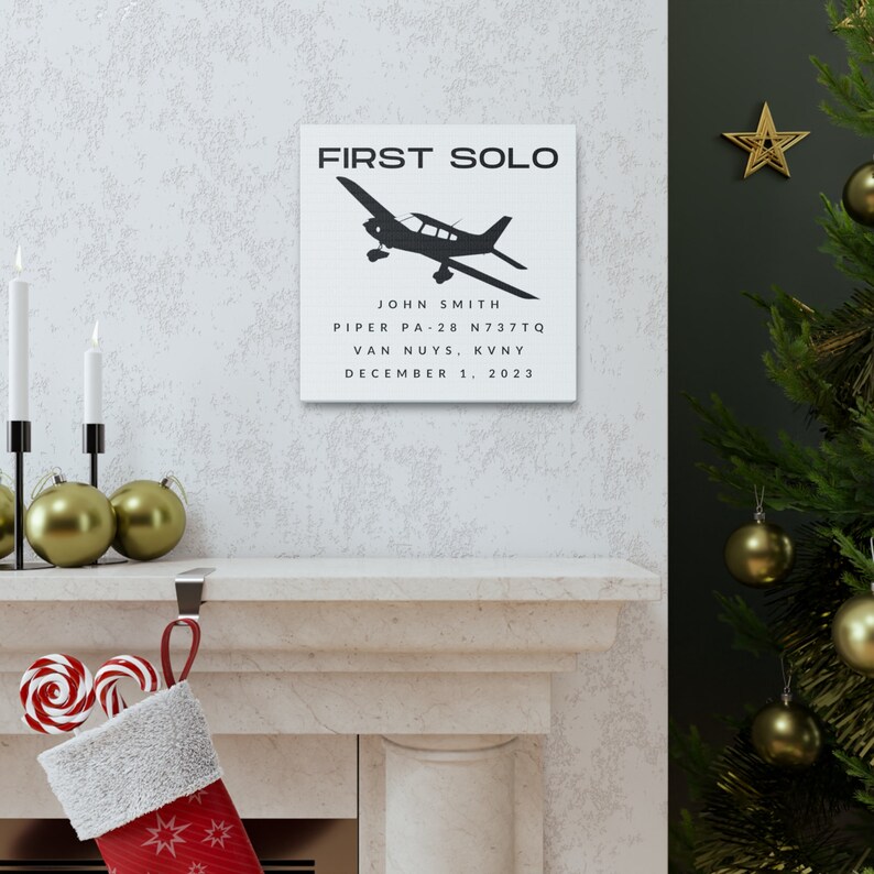 Personalized First Solo Flight Canvas | Private Pilot Gift | Piper ...