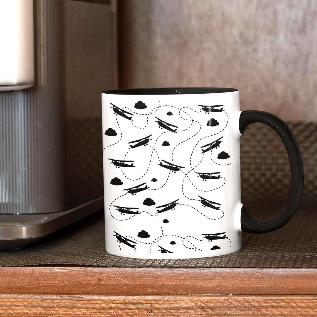 Aviation Pilot Coffee Mug | Pilot Gift | Plane Pattern Cup | Aviation ...