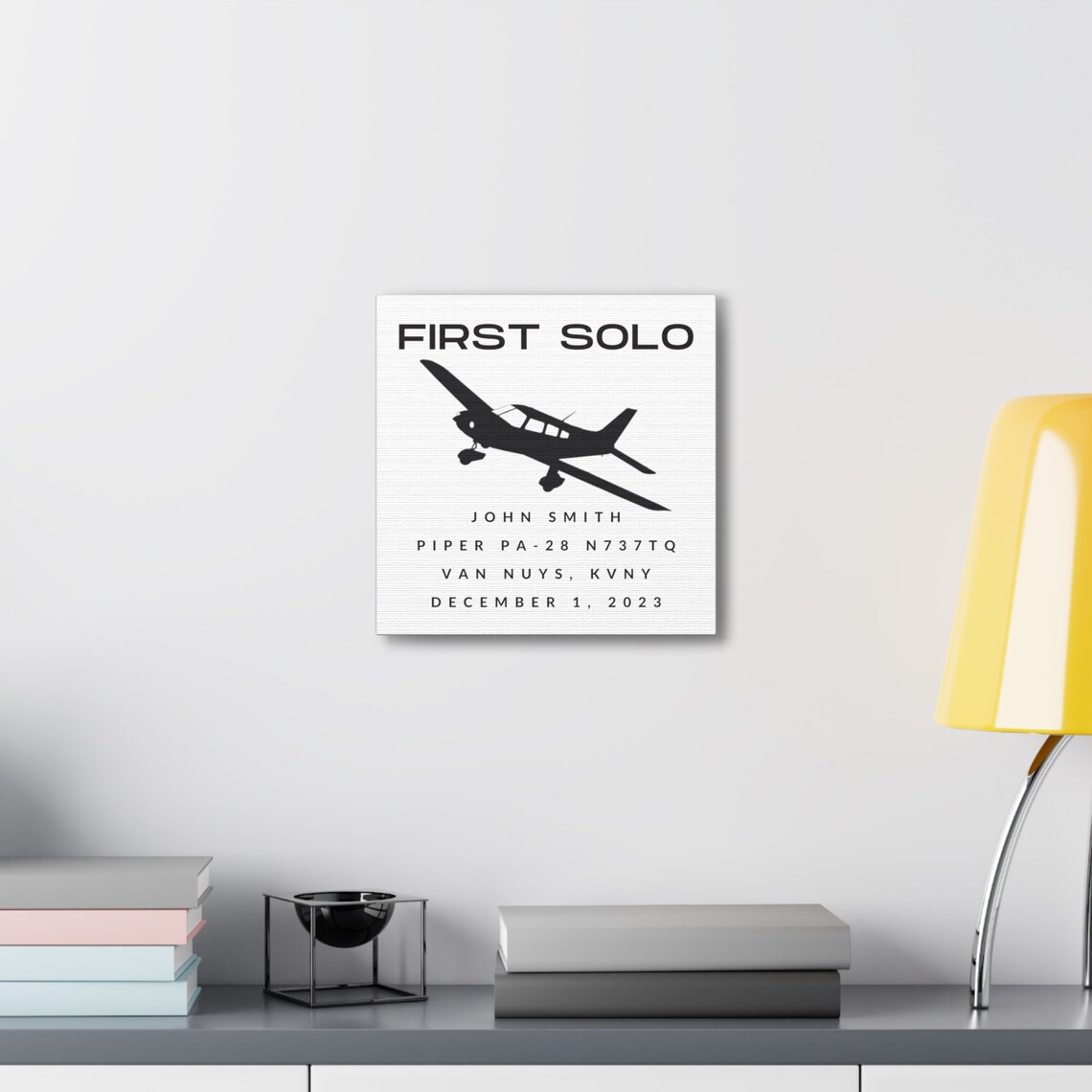 Personalized First Solo Flight Canvas | Private Pilot Gift | Piper ...