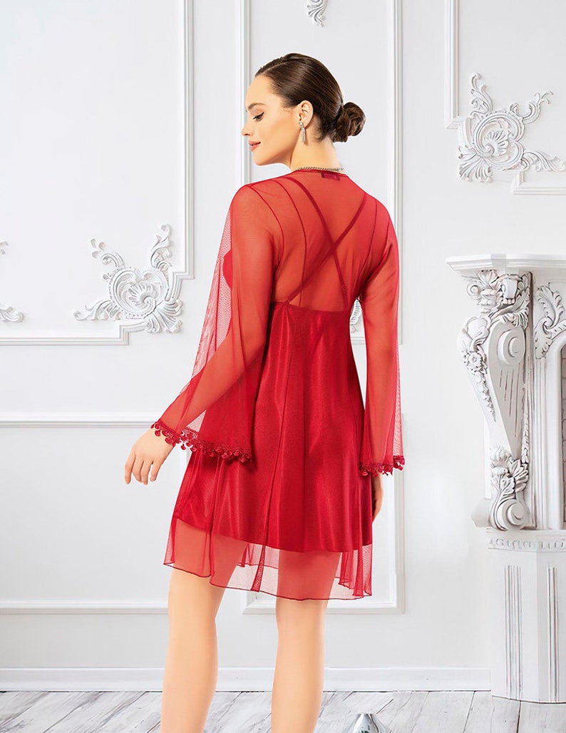 Wedding Day Lingerie Set Silky Nightdress Women Nightgown Wedding