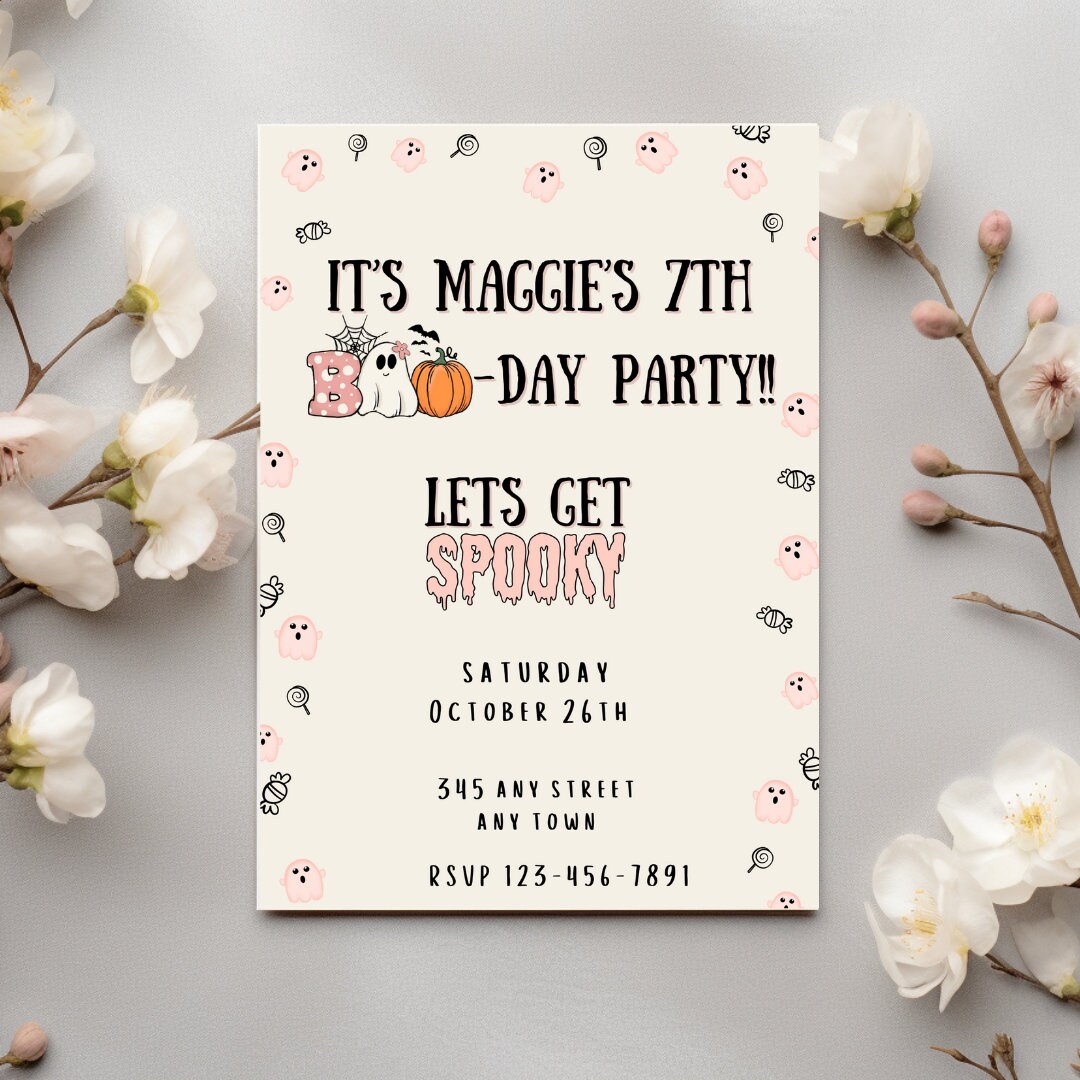 Spooky Birthday Invite, Girls Birthday Invite, Boo Day Invite, Kids ...