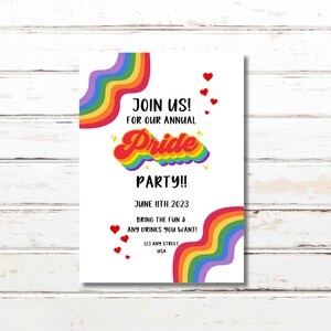 Rainbow Pride Party Invite: Editable Template (digital Download) - Etsy