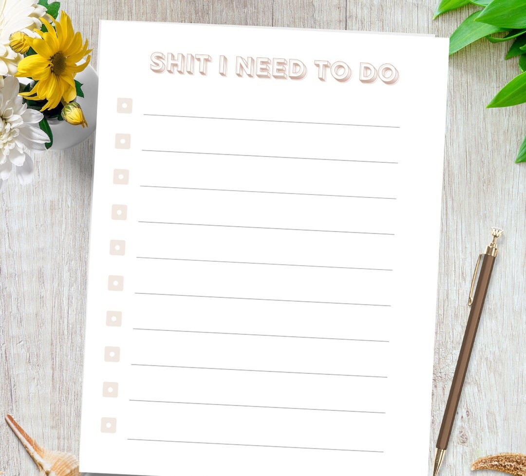 Shit List, to Do List, Get Shit Done, Digital Download, Printable ...