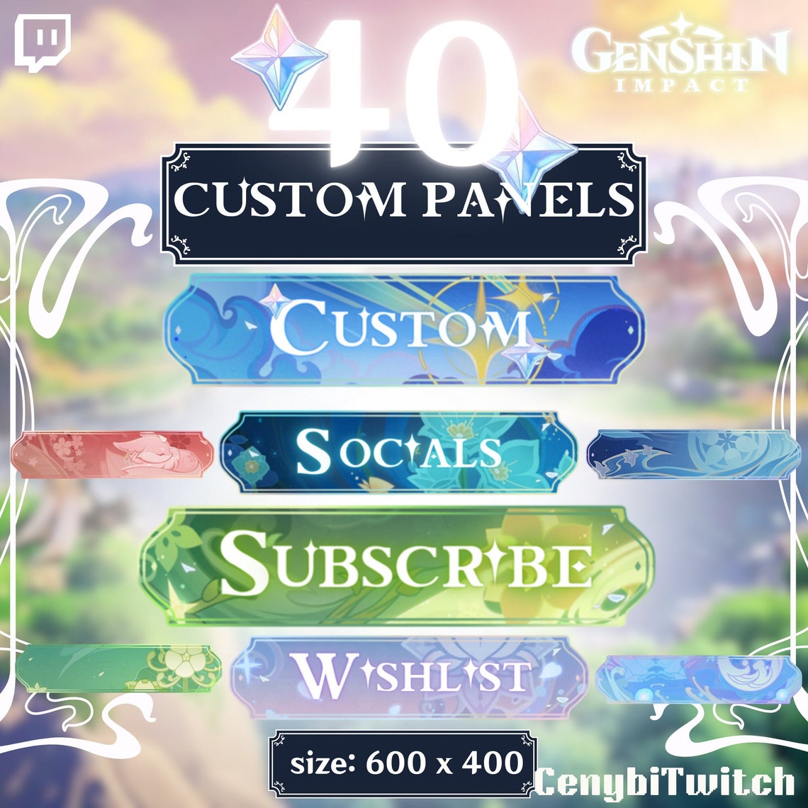 CUSTOM NAMECARD 40 Genshin Twitch Panels Pack Aesthetic Stream Panel - Etsy