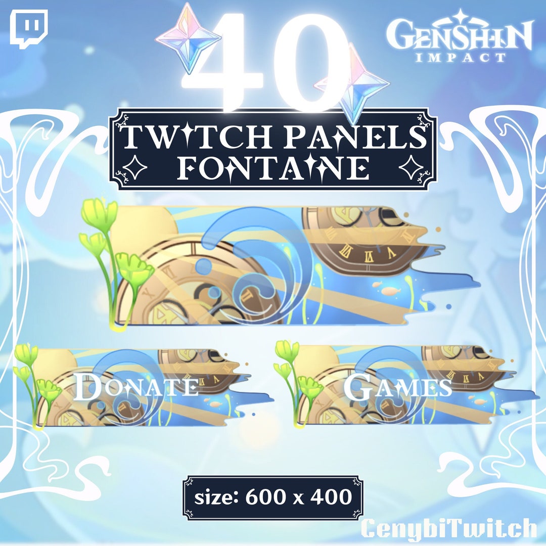 FREE CUSTOM 40 Genshin Fontaine Twitch Panels Pack Blue Green Yellow ...