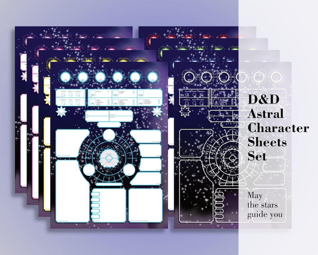Dnd Astral Character Sheet Set Multicolor, Fantastical, Printable Sheet ...