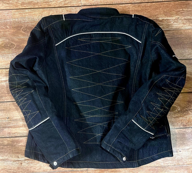 Handcrafted Kevlar Jeans Biker Jacket, Black Denim Bikers Kevlar Jacket ...