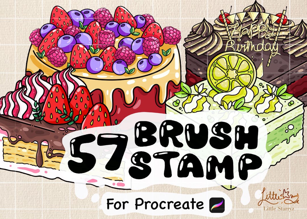 57 Cake Brush Stamp for Procreate, DIY Cake Brush Stamp, Procreate Brushes, Brush Stamp ...