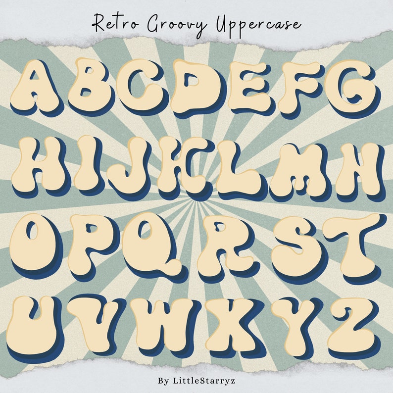 Retro Groovy Vintage Doodle Alphabet Transparent Background PNG Font - Etsy