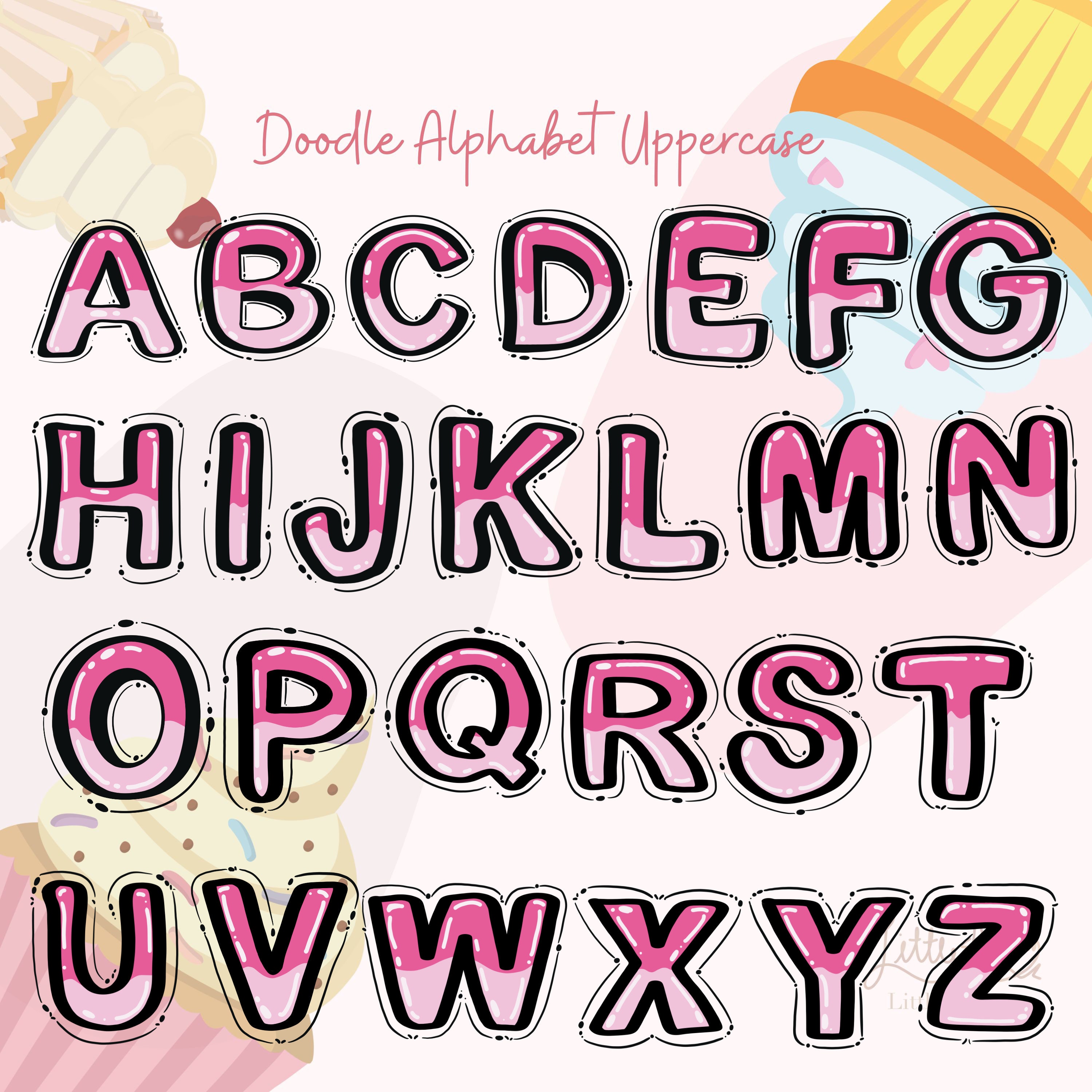 Cupcake Doodle Alphabet Letters, Alphabet Letter PNG, Graffiti Alphabet ...