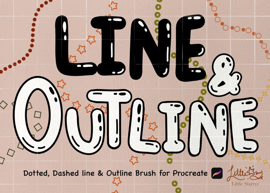 90 Line & Outline Procreate Brushes: Dotted, Dashed, Border (digital ...