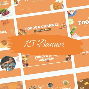 60 Youtube Food Vlogger Channel Branding Kit, Canva Editable Food ...