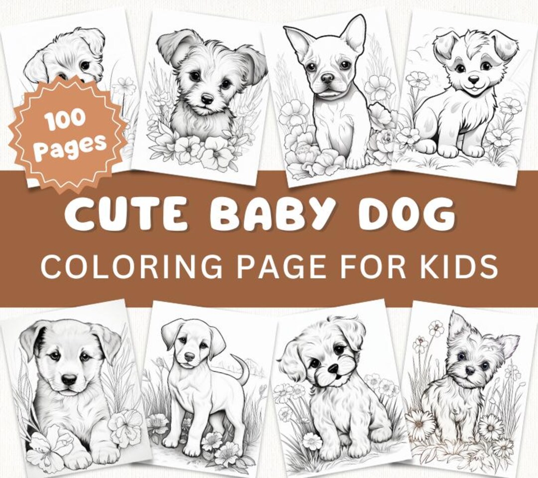 100 Cute Baby Dog Coloring Pages Bundle for Kids | Fun & Educational ...