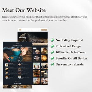 Coffee Shop Website Template, Coffee Website, Canva Website Template ...