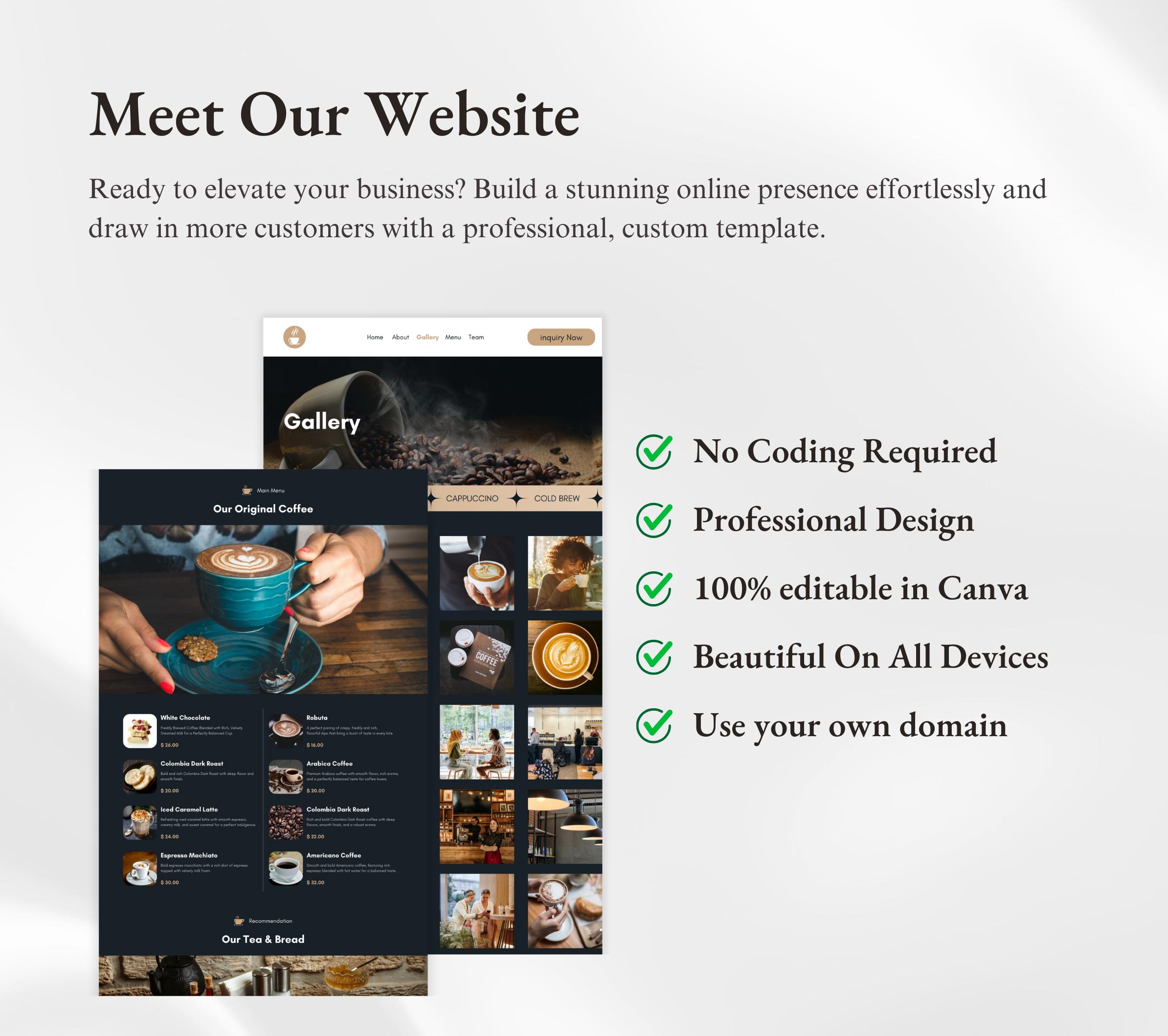 Coffee Shop Website Template, Coffee Website, Canva Website Template ...